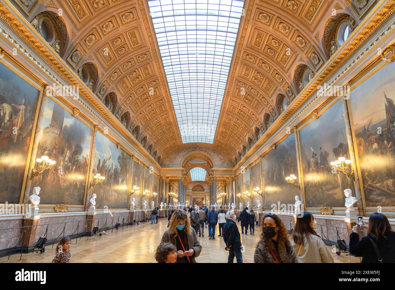 Hall with paintings of paintings from the palace of Versailles- France ...