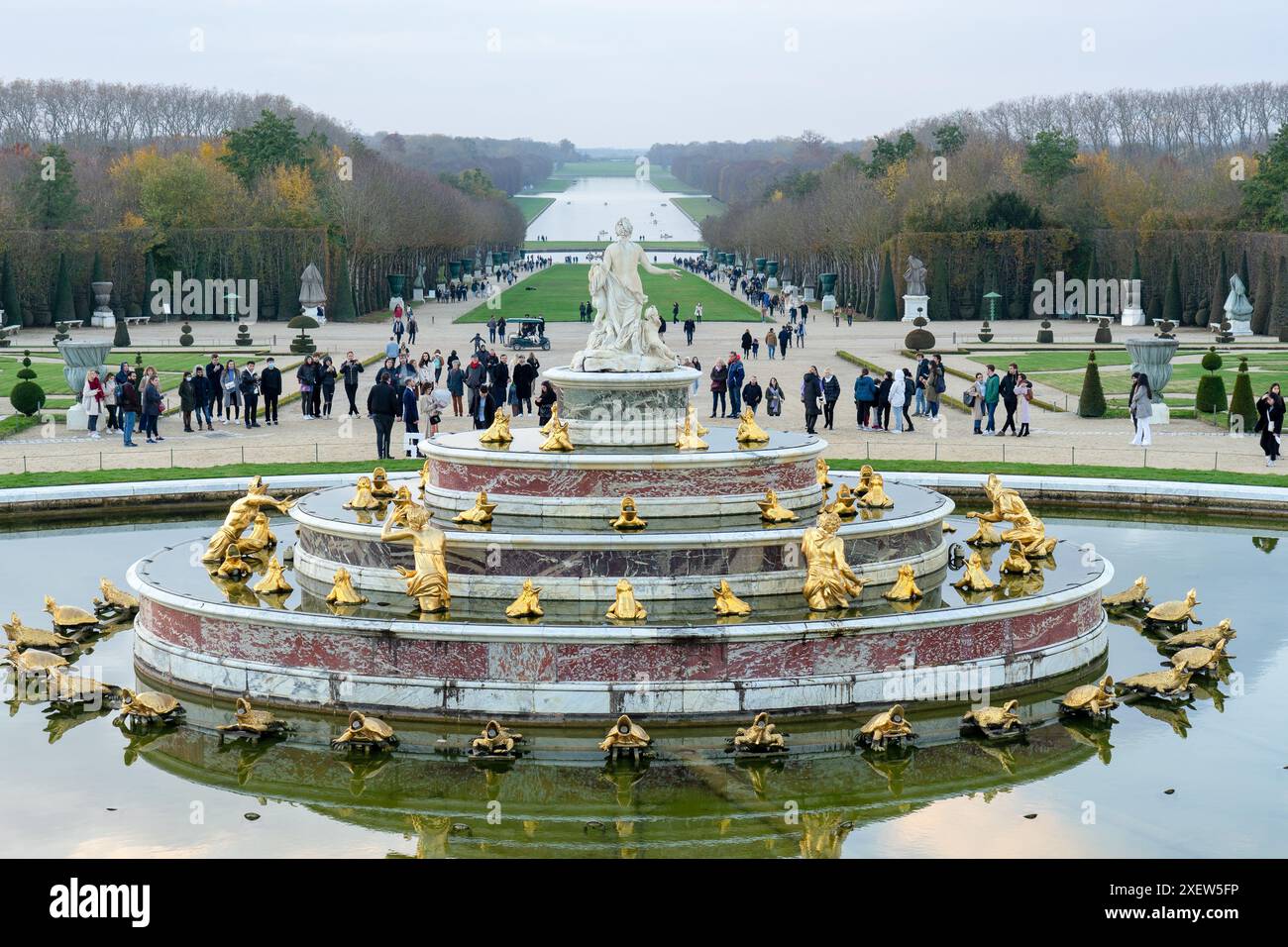 View of the lake and the fountain from the facade at the museum of ...
