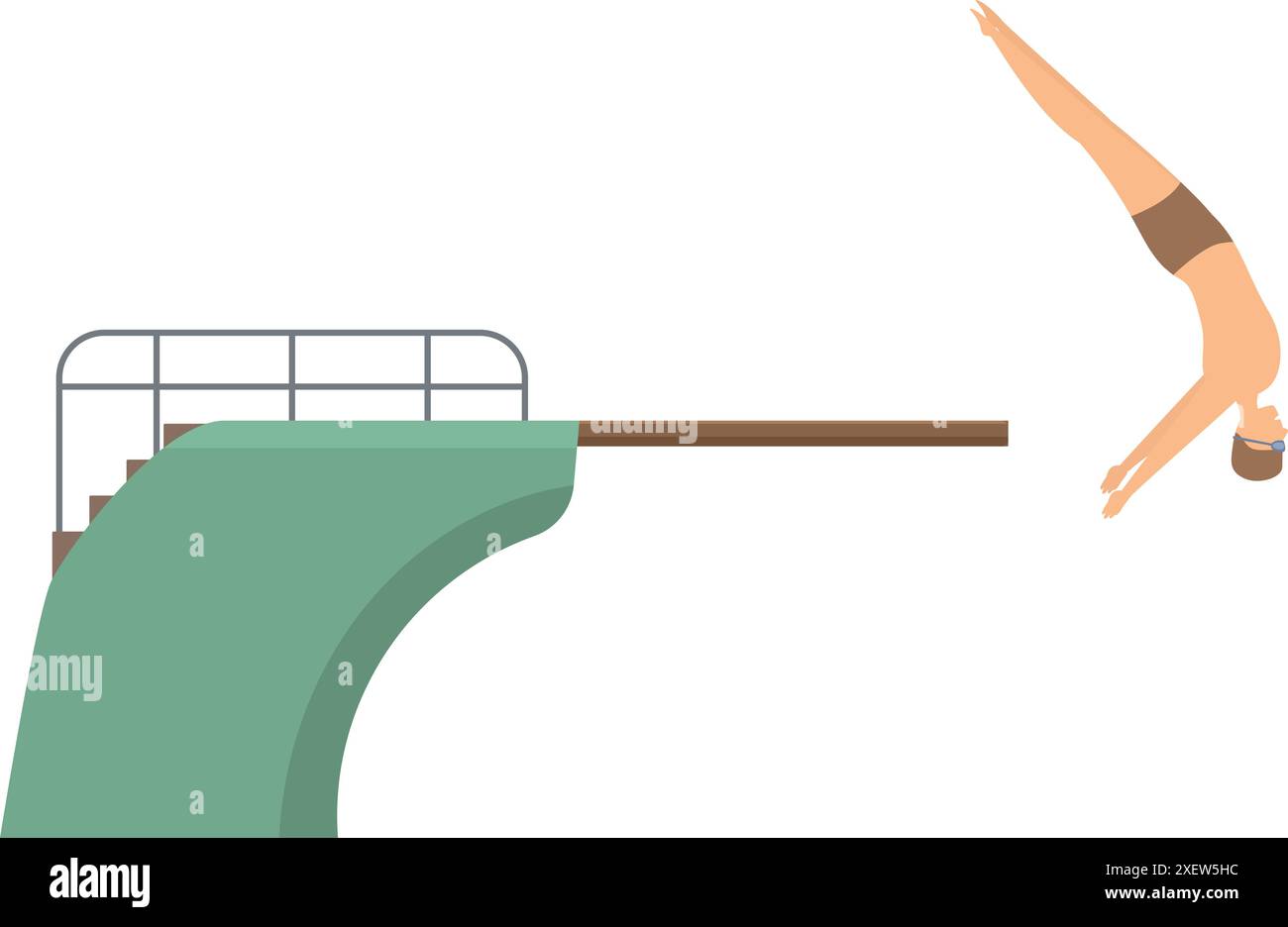 Male athlete performing a graceful dive from a springboard Stock Vector ...