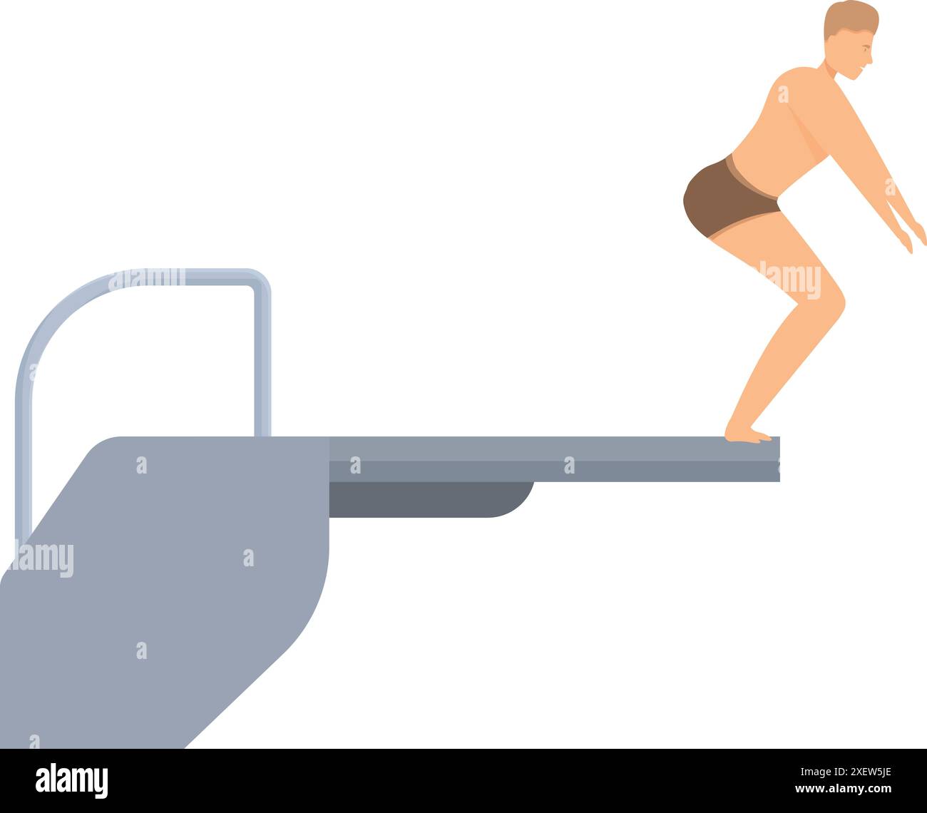 Professional swimmer on springboard getting ready to jump in swimming ...