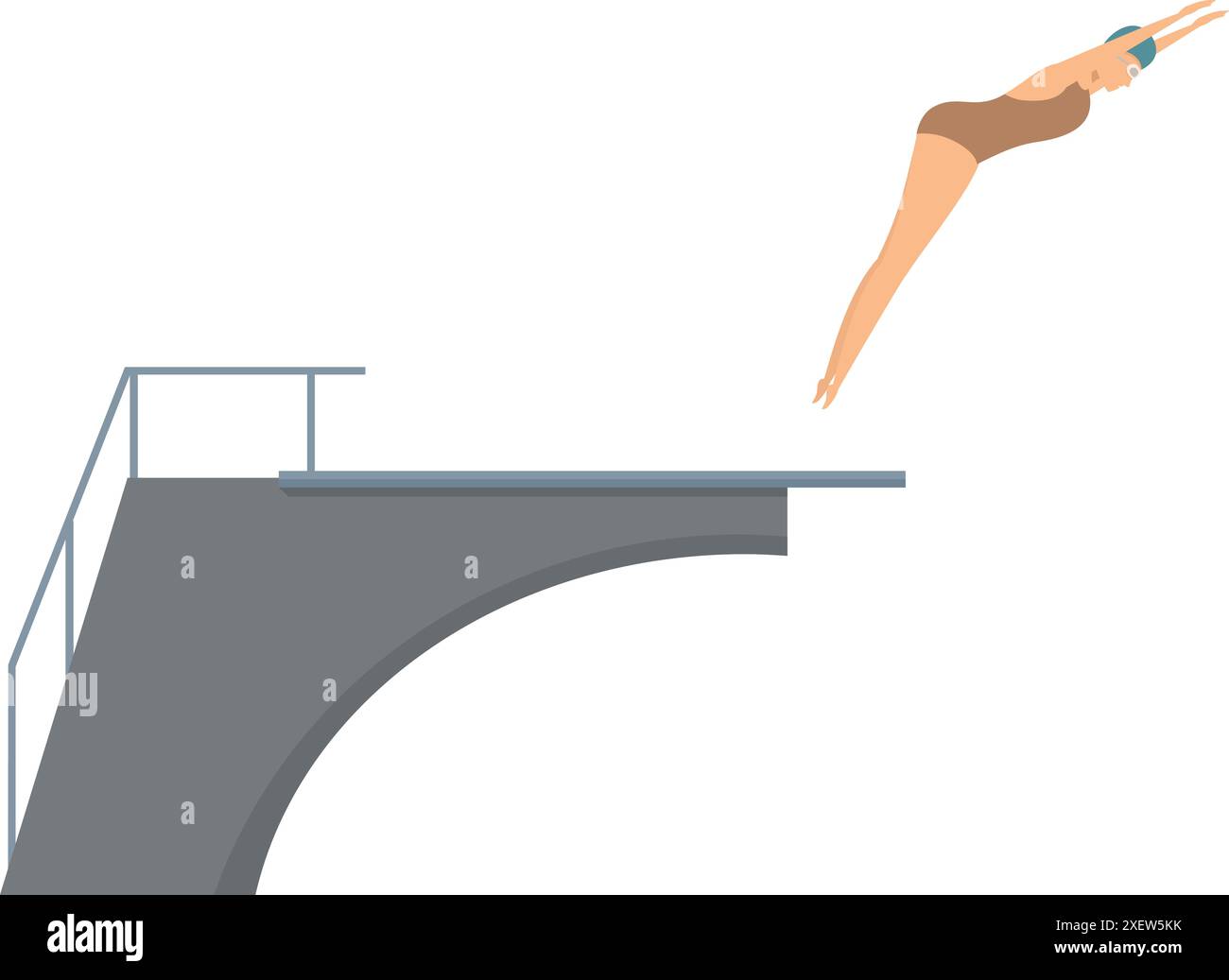 Professional swimmer is gracefully diving from a springboard into the ...