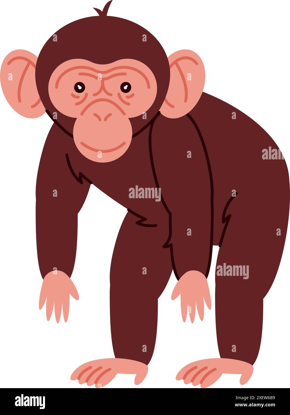 cartoon happy chimpanzee standing isolated Stock Vector Image & Art - Alamy