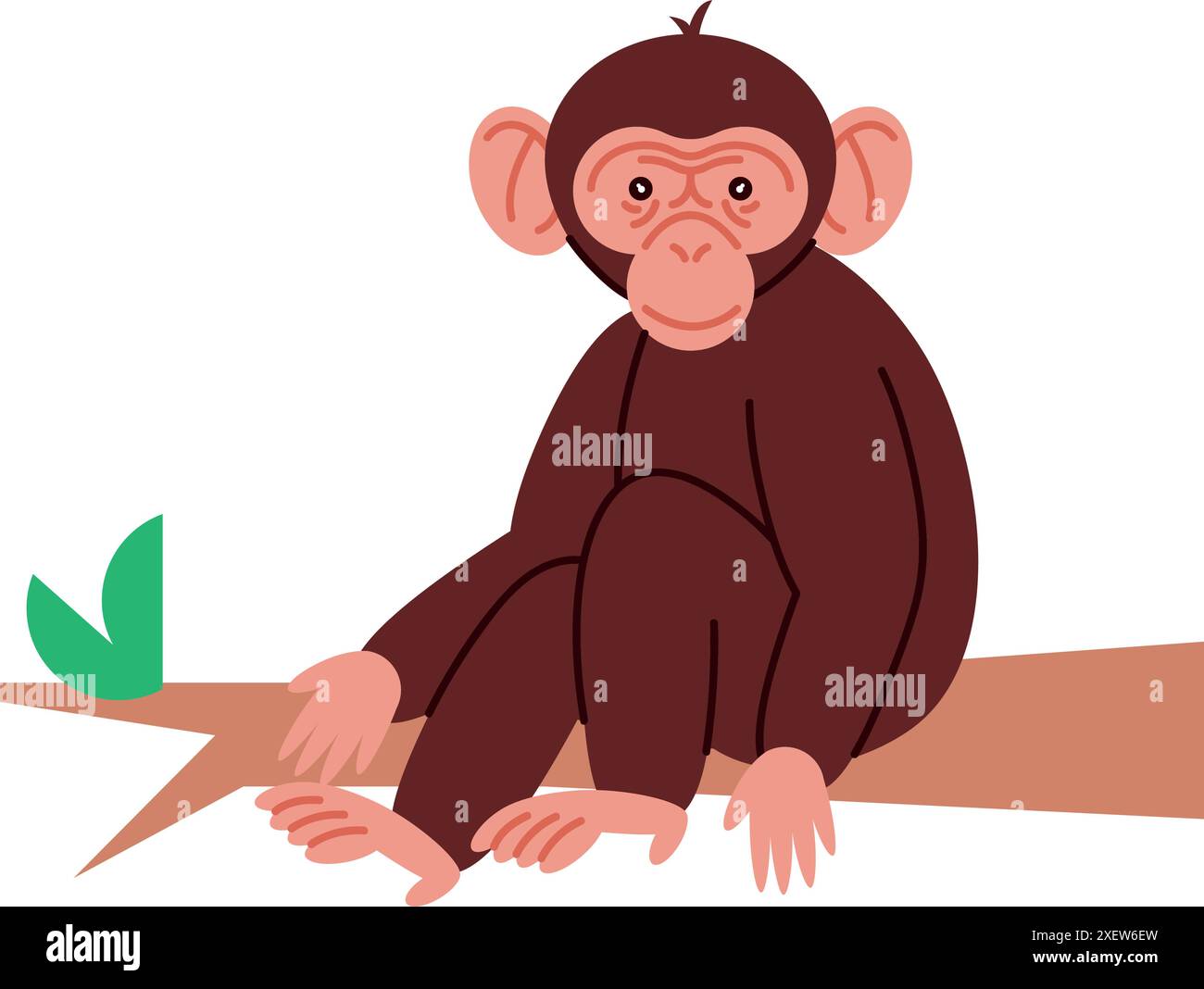 cartoon chimpanzee sitting on the tree branch isolated Stock Vector ...