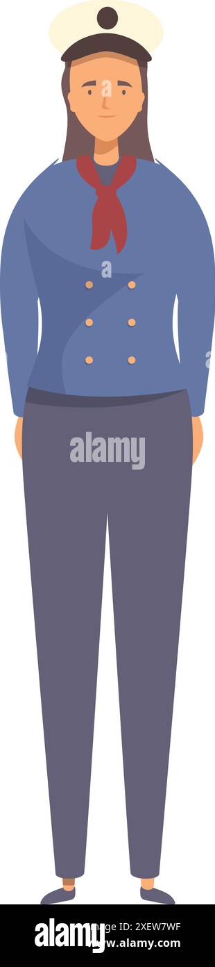 Female ship captain is standing with her hands behind her back Stock ...