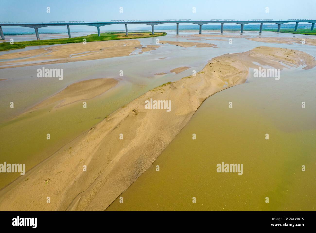 YUNCHENG, CHINA - JUNE 29, 2024 - The exposed riverbed of the Yellow ...