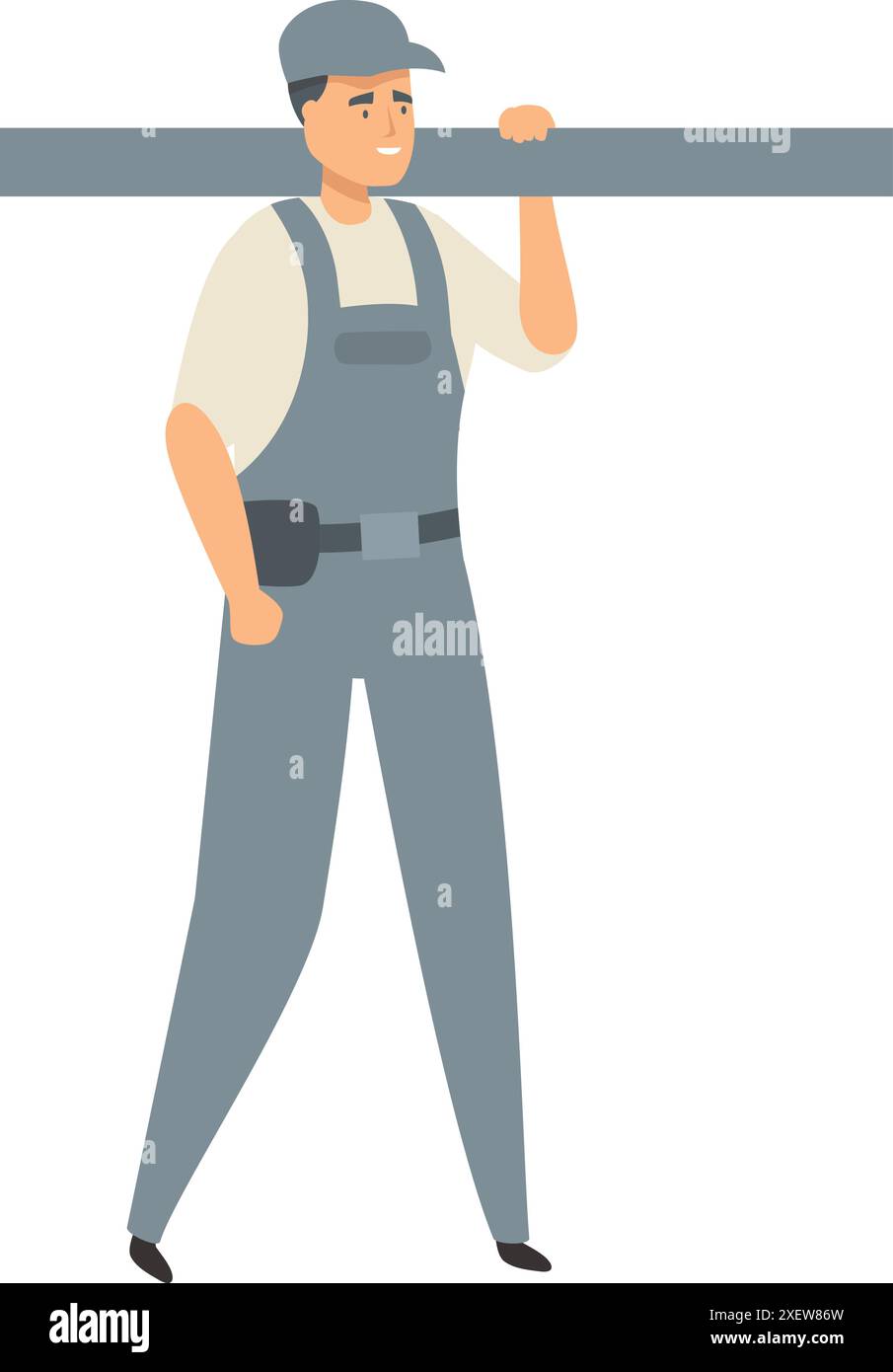 Construction worker carrying pipe Stock Vector Images - Alamy