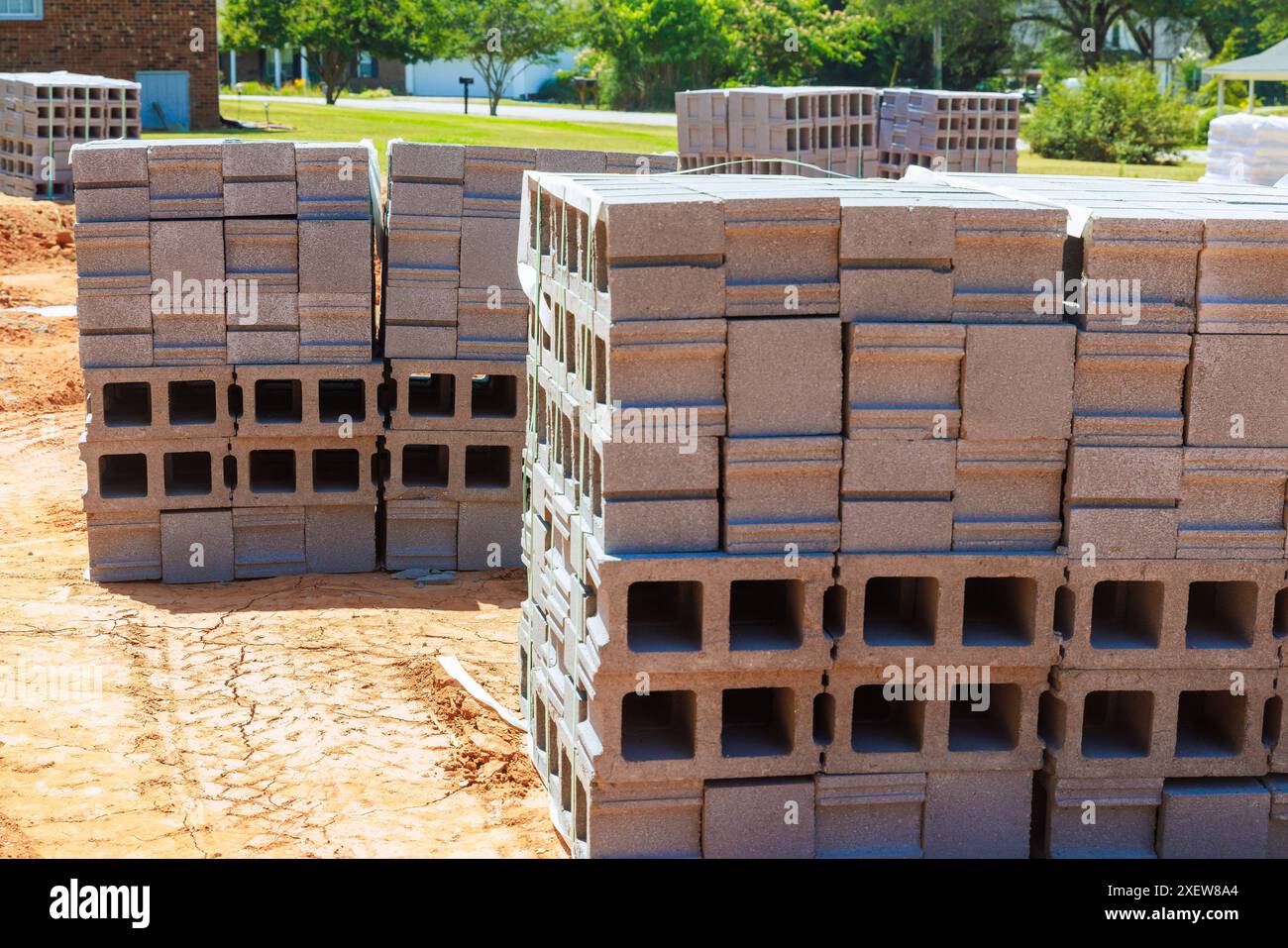 Blocks concrete delivered construction site hi-res stock photography ...