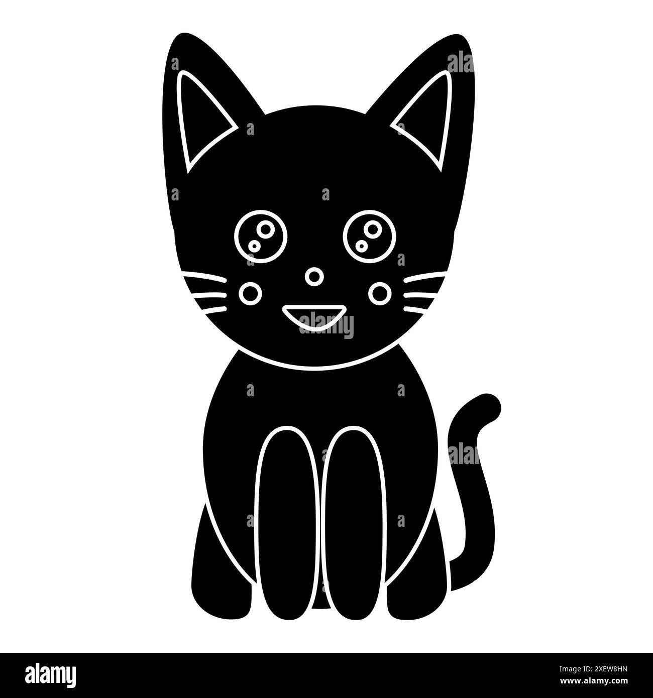 Black silhouette of cute cat, glyph icon flat vector illustration Stock ...