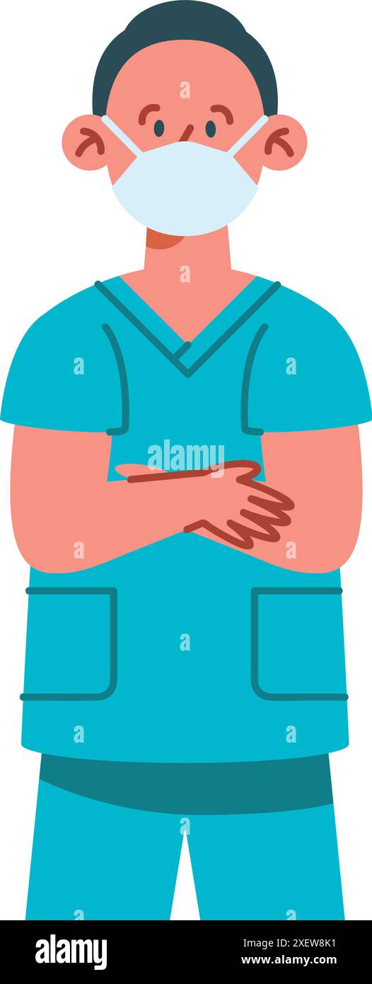 nurse man character wearing professional uniform isolated Stock Vector ...
