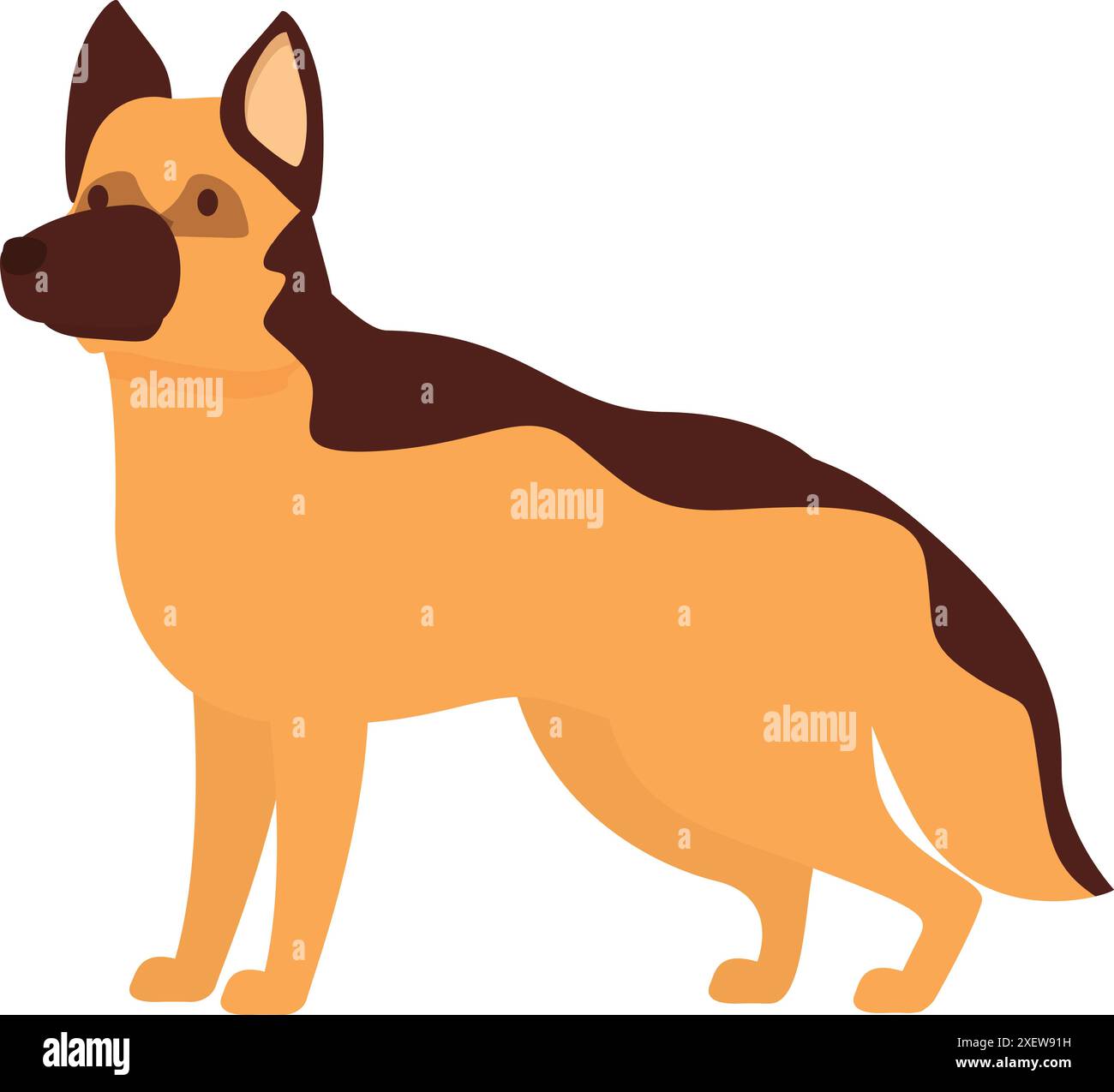Simple illustration of a german shepherd dog standing in profile Stock ...