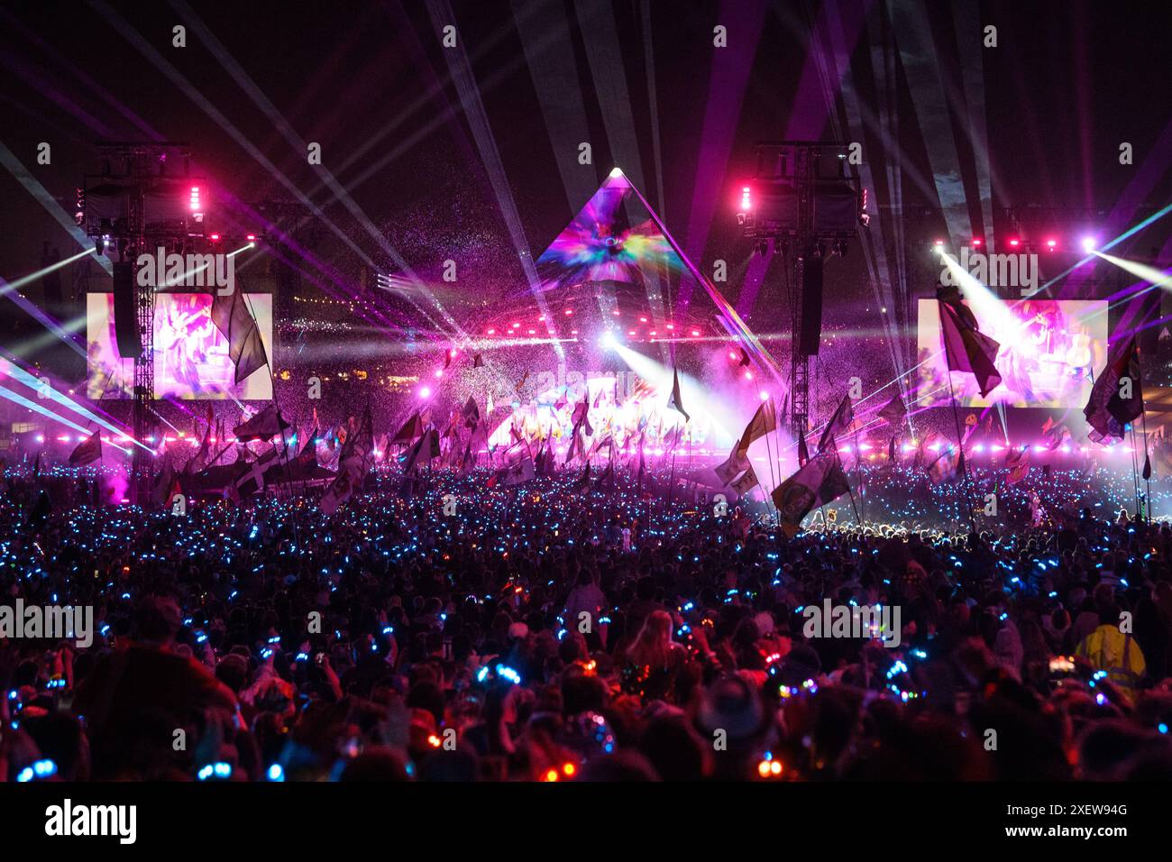 London, UK. 29 June 2024. General view of the Pyramid Stage during ...