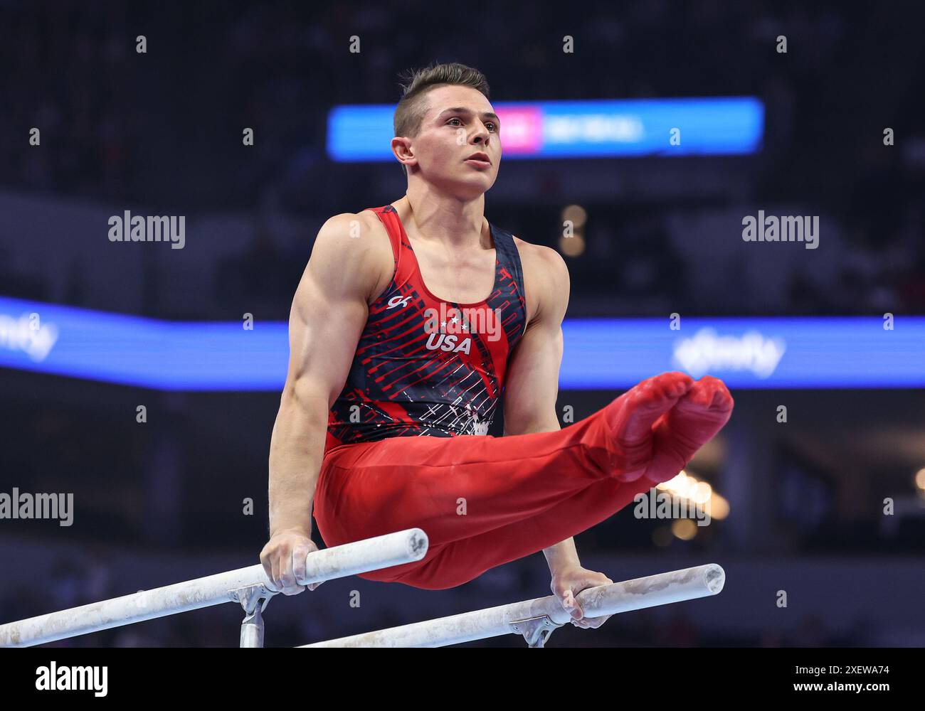 June 29, 2024: Paul Juda competes on the parallel bars during the 2024 ...