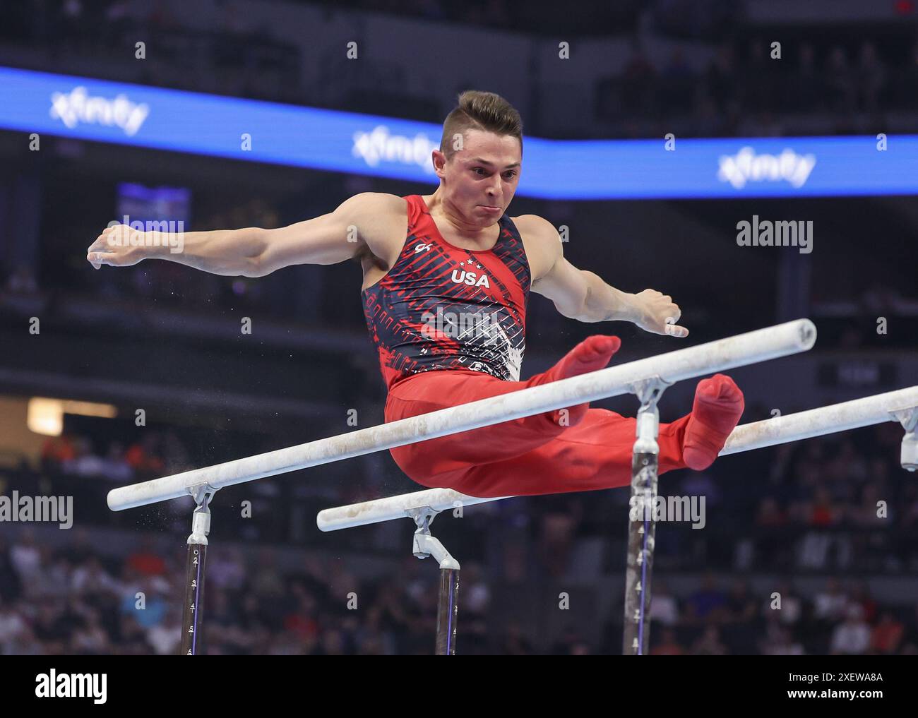 June 29, 2024: Paul Juda competes on the parallel bars during the 2024 ...
