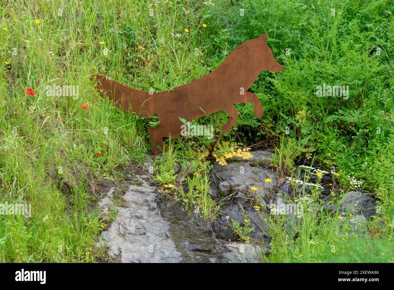 Scenic elements of iron boars on the Nisa walkways at Barca da amieira ...