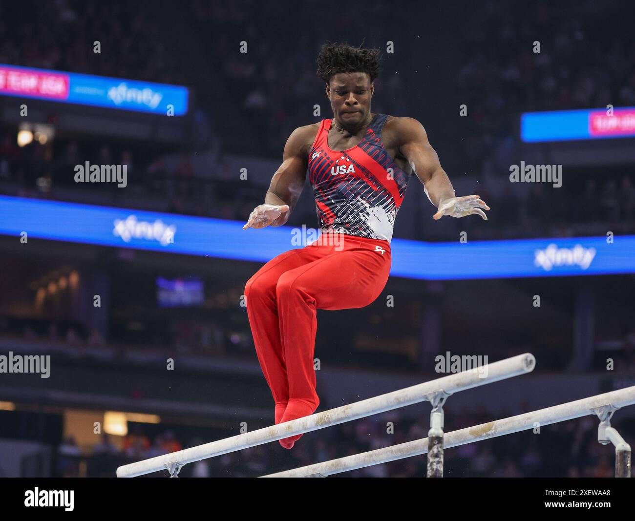 June 29, 2024: Frederick Richard on the parallel bars during the 2024 ...