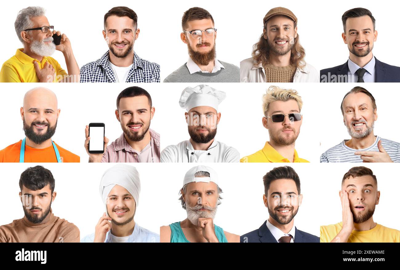 Group of bearded men on white background Stock Photo - Alamy