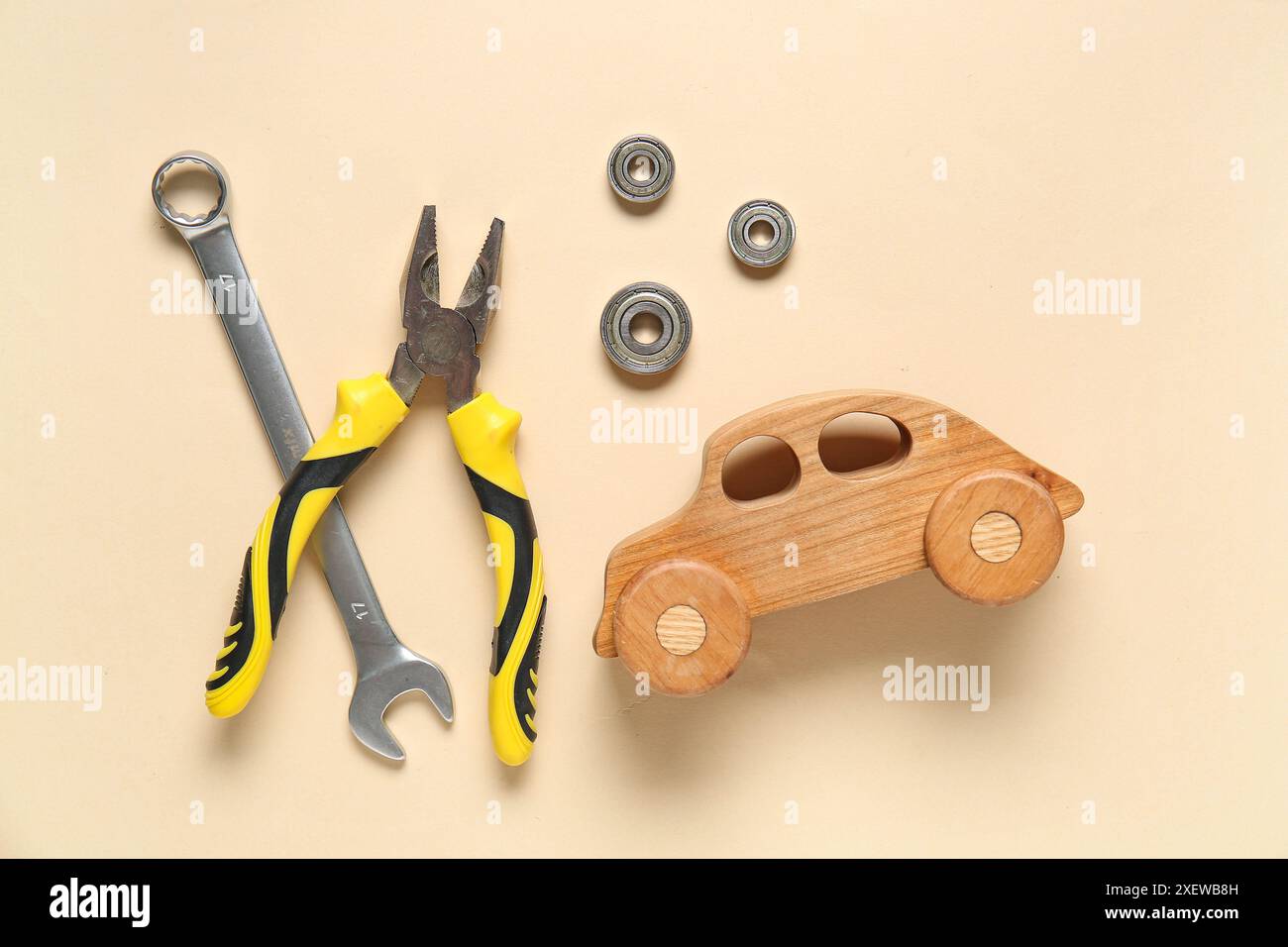 Set of mechanic instruments on beige background. Mechanic concept Stock ...