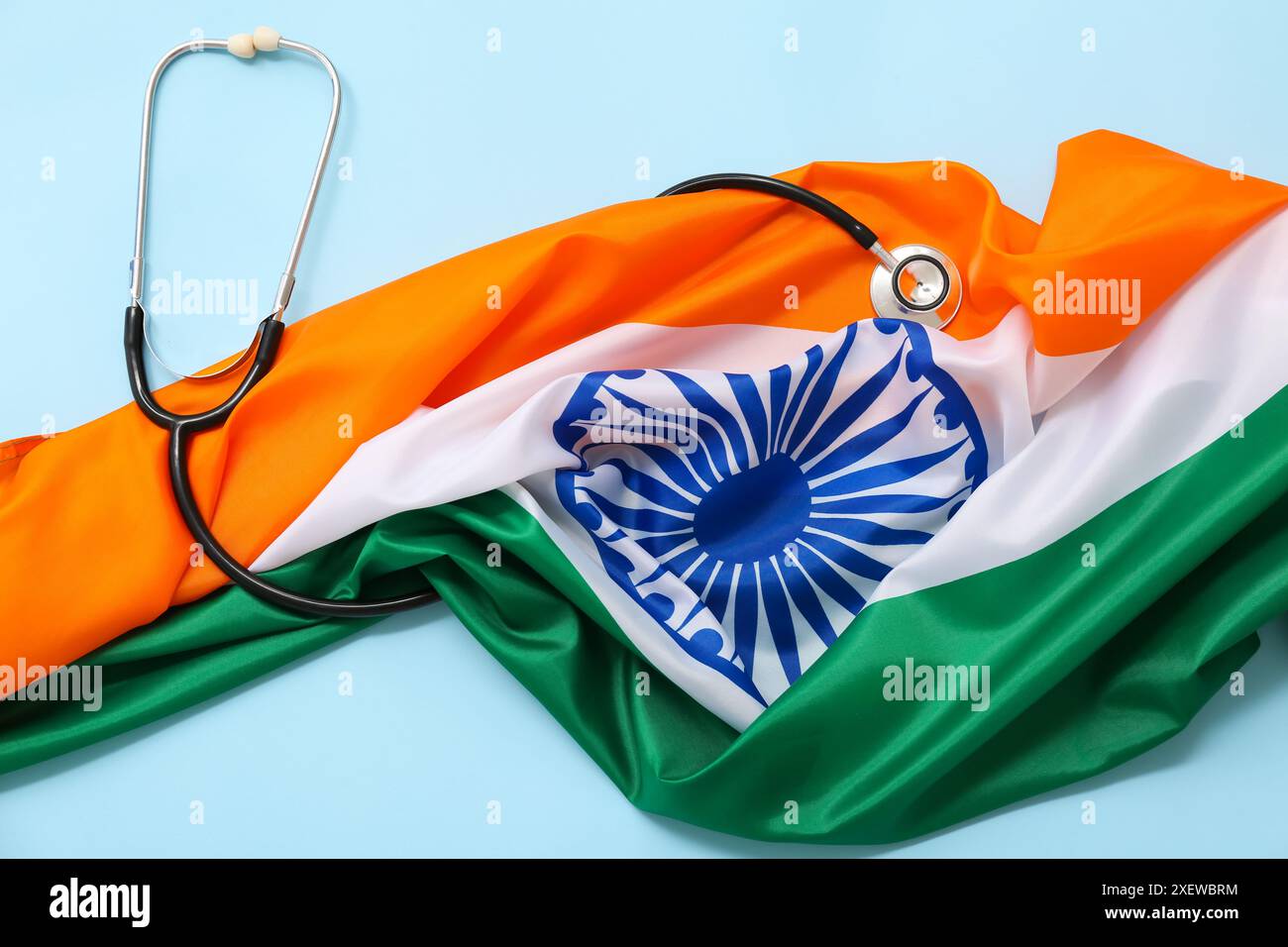 Stethoscope and flag of India on blue background. National Doctor's Day ...