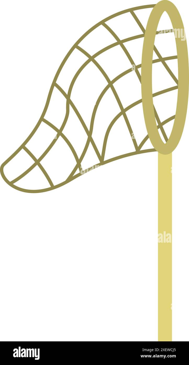 Minimalist illustration of a butterfly net standing up, with a white ...