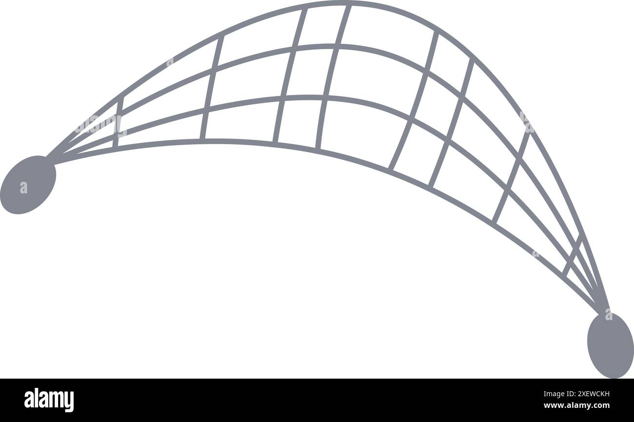 Minimalist illustration featuring a curved shape connecting two dots ...