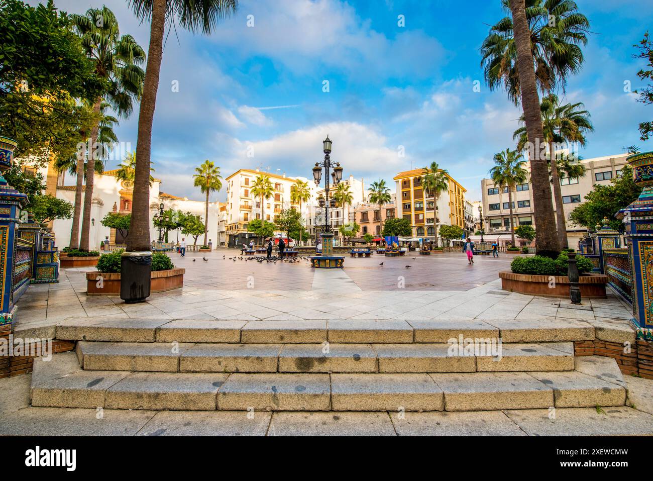 Central fountain, Plaza Alta main square Algeciras, Spain Stock Photo ...