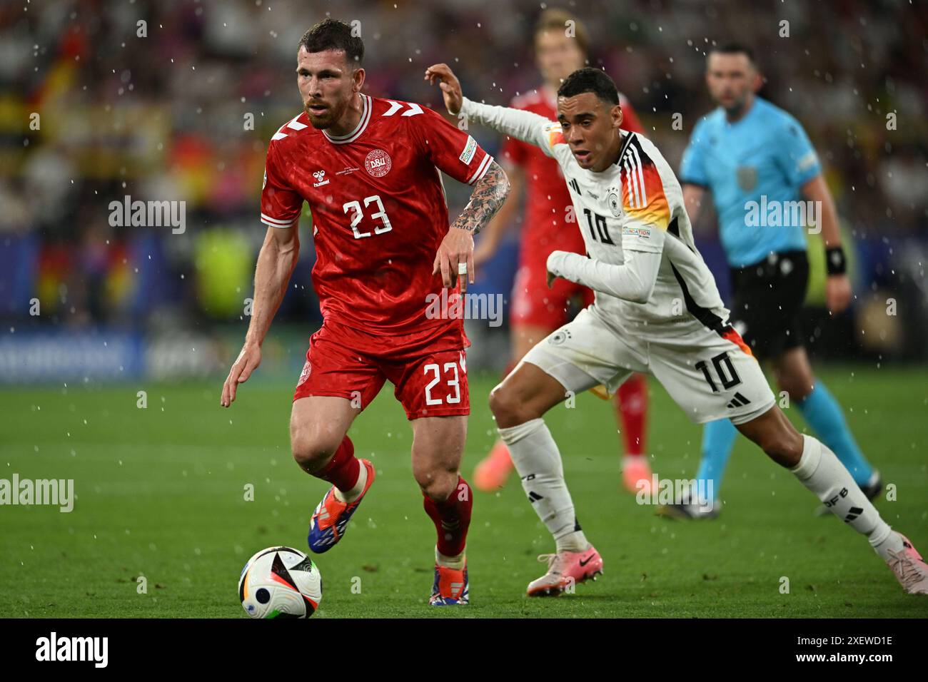 Pierre-Emile Hojbjerg (Denmark)Jamal Musiala (Germany) during the UEFA ...