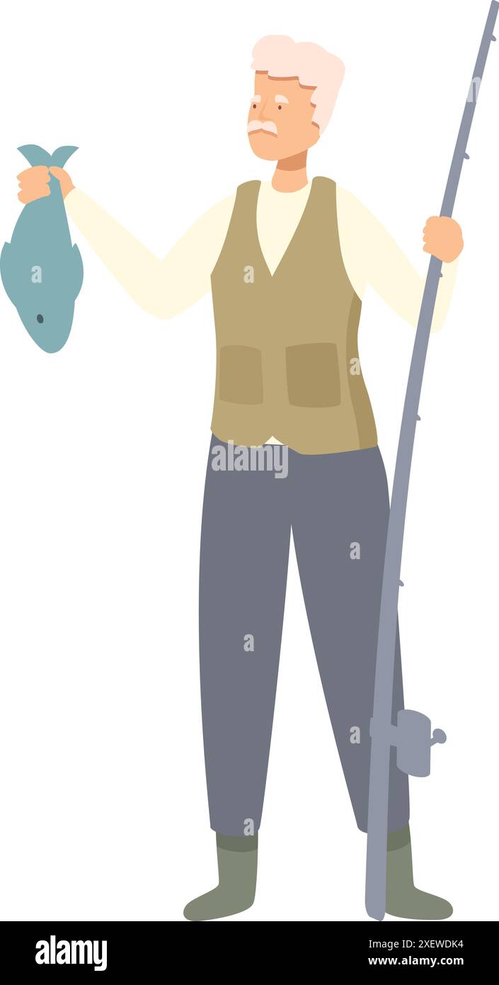 Elderly fisherman fishing rod Cut Out Stock Images & Pictures - Alamy