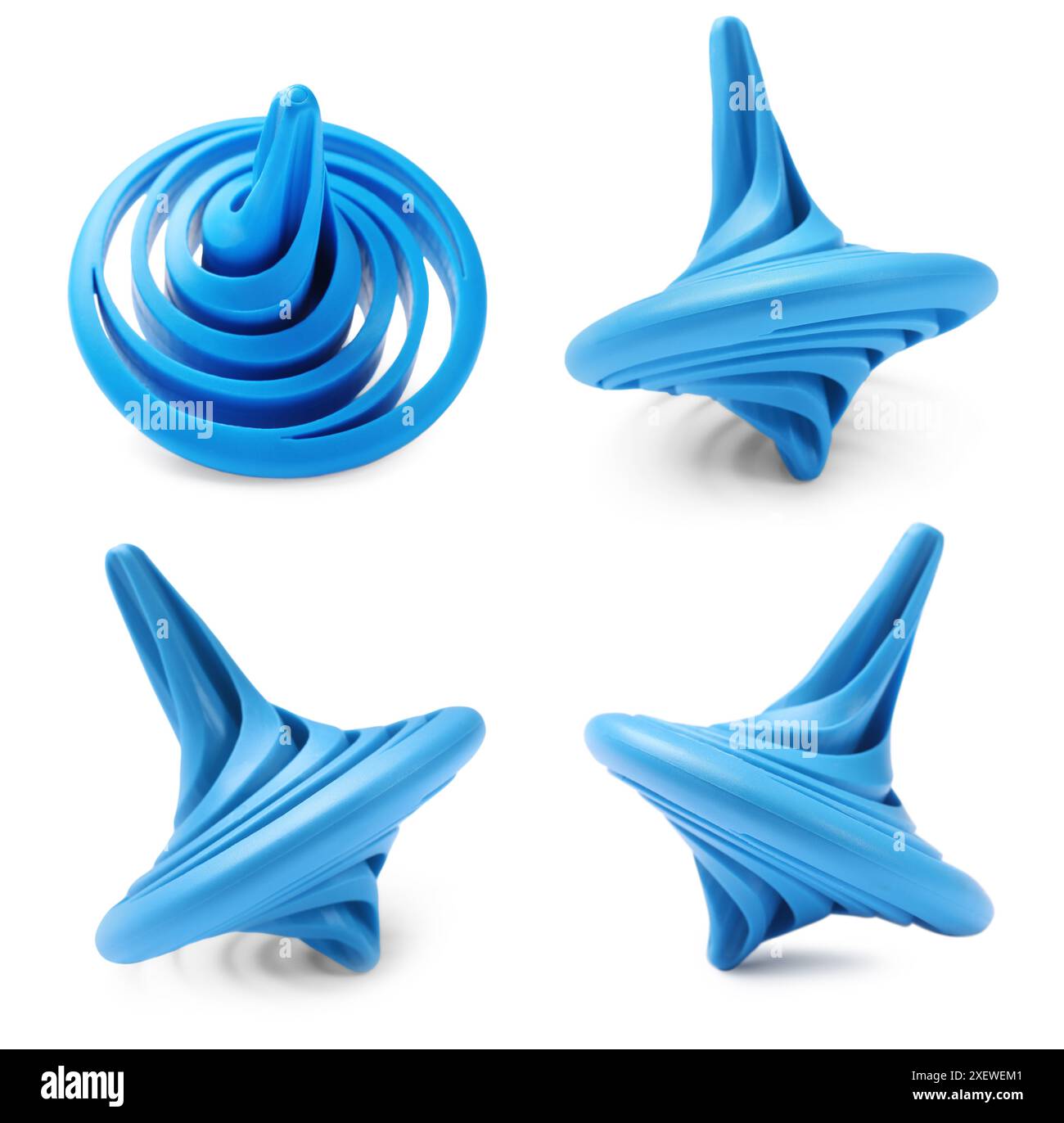 Light blue spinning top isolated on white, collage Stock Photo - Alamy