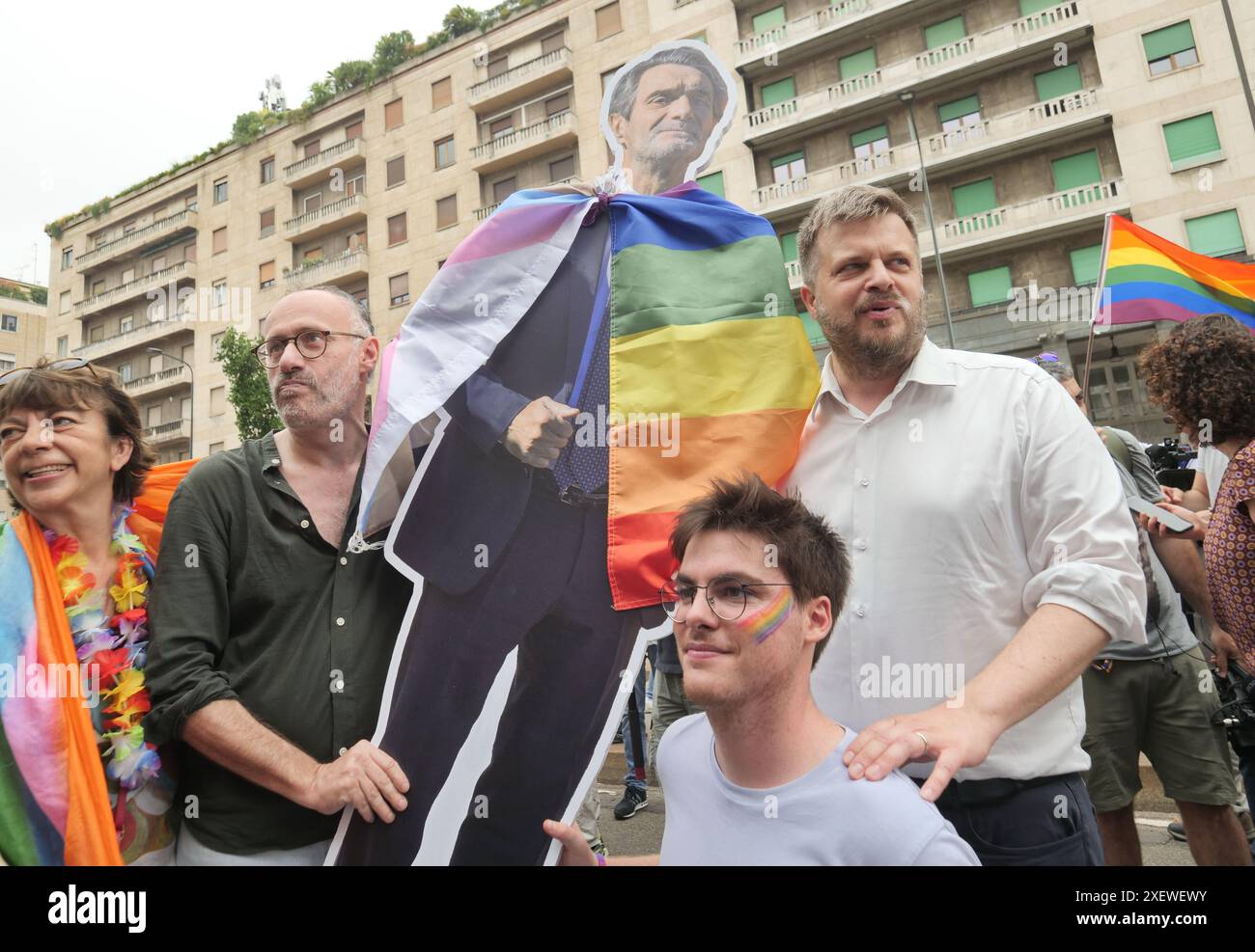 Luca Paladini and Pierfrancesco Majorinoi at Milan pride 2024 Stock ...