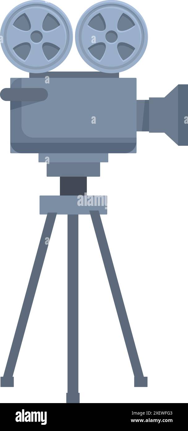 Vintage movie camera standing on tripod is ready for shooting film on ...