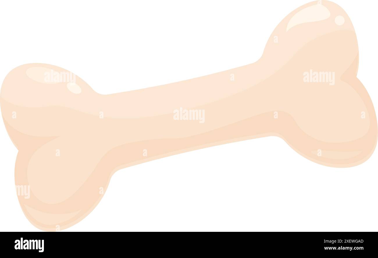 Cartoon style drawing of a dog bone lying horizontally on a white ...