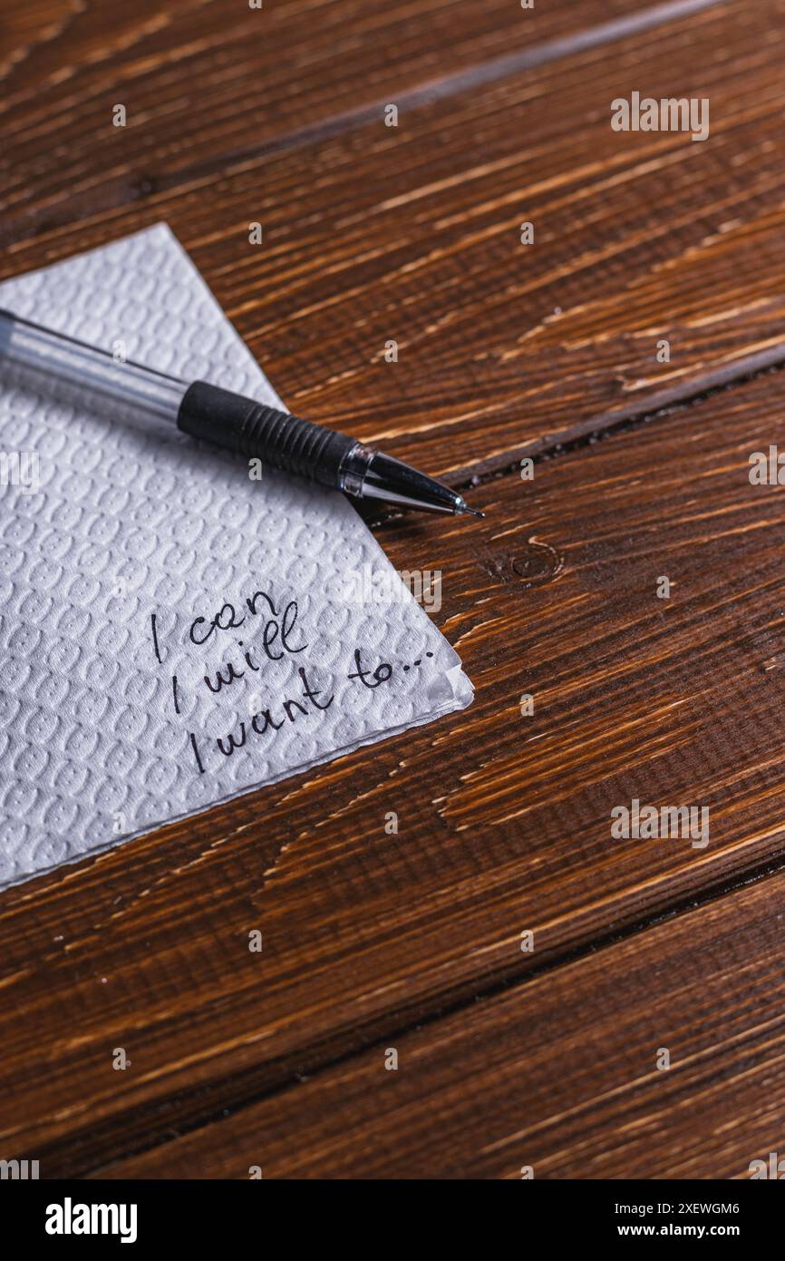 Hand written note on napkin Stock Photo - Alamy