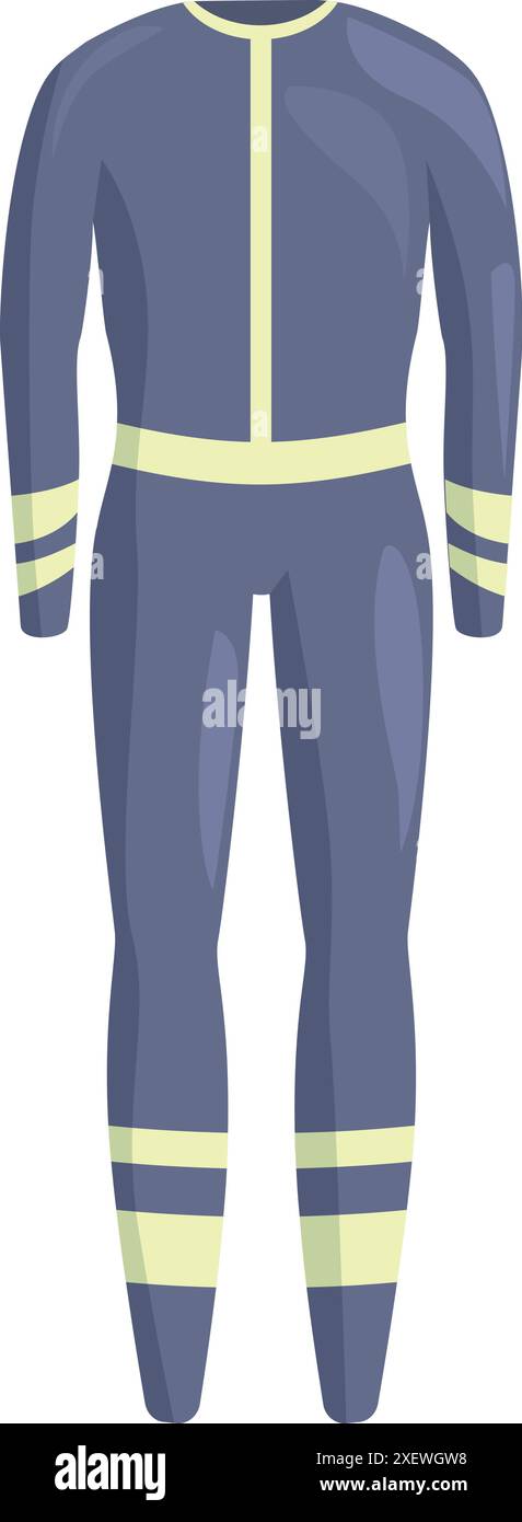 Fireman uniform with reflective stripes standing upright icon cartoon ...
