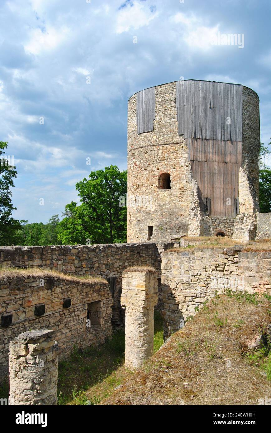 Tower at Cesis castle ruins in Latvia Stock Photo - Alamy