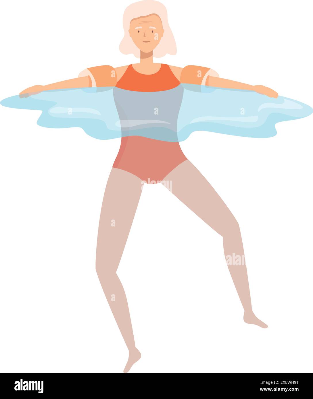 Senior woman is enjoying her water aerobics class, promoting a healthy ...