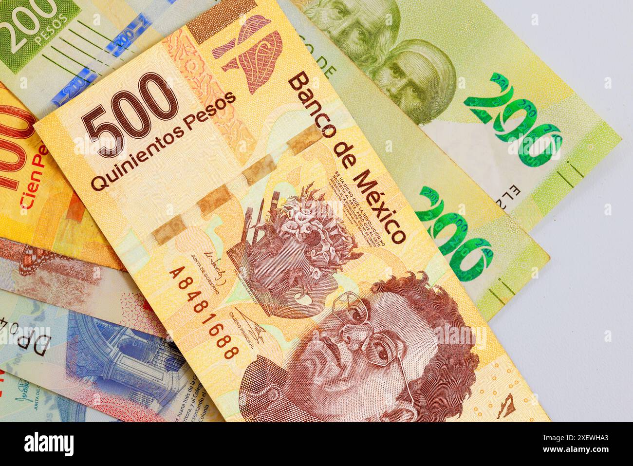 Banknotes Mexican peso various denominations are issued by National ...