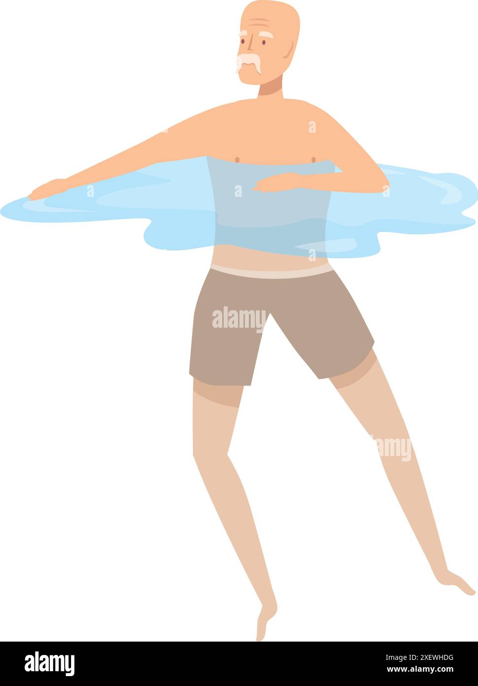 Senior man is doing aqua gym exercises in a swimming pool Stock Vector ...