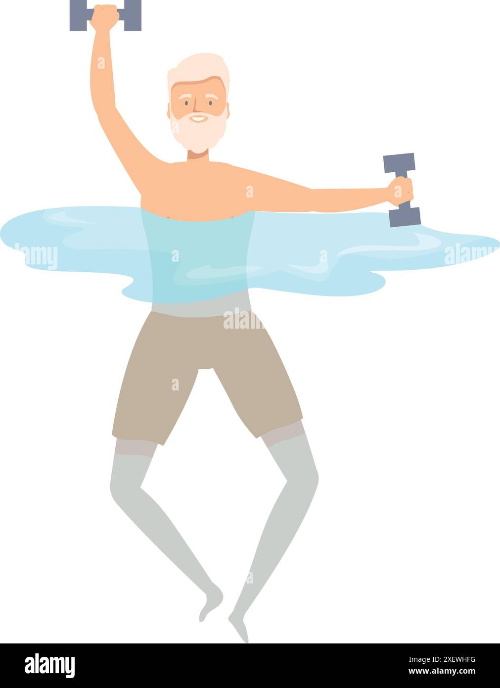 Old Man Swimming Cartoon