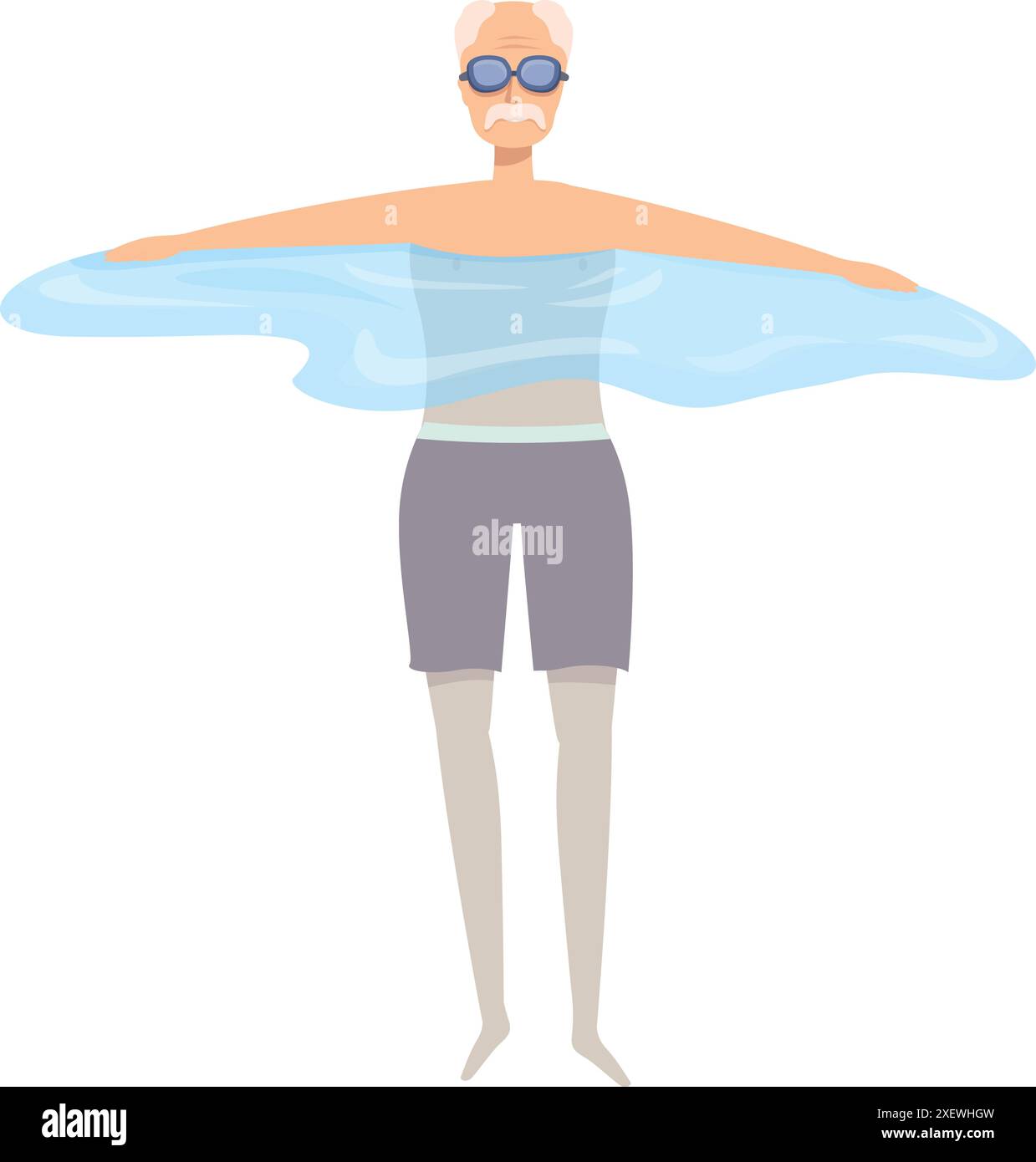 Senior man enjoying his time at the swimming pool, promoting an active ...