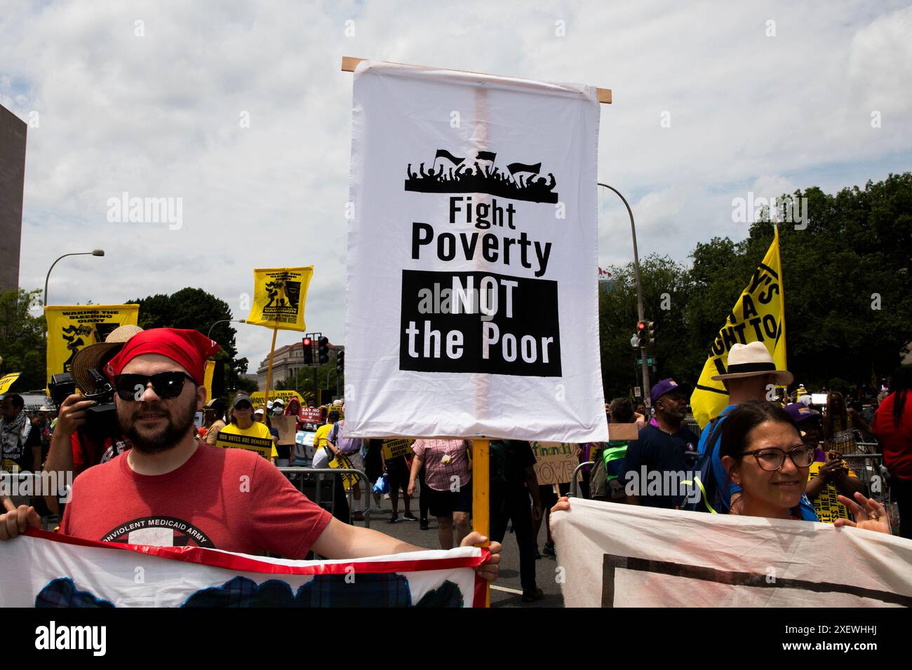 Washington DC, USA. 29th June, 2024. A demonstrators shows a sign with ...