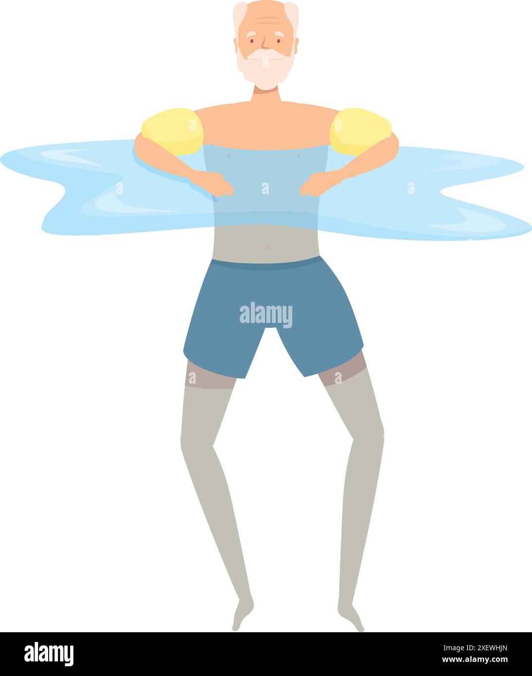 Old Man Swimming Cartoon