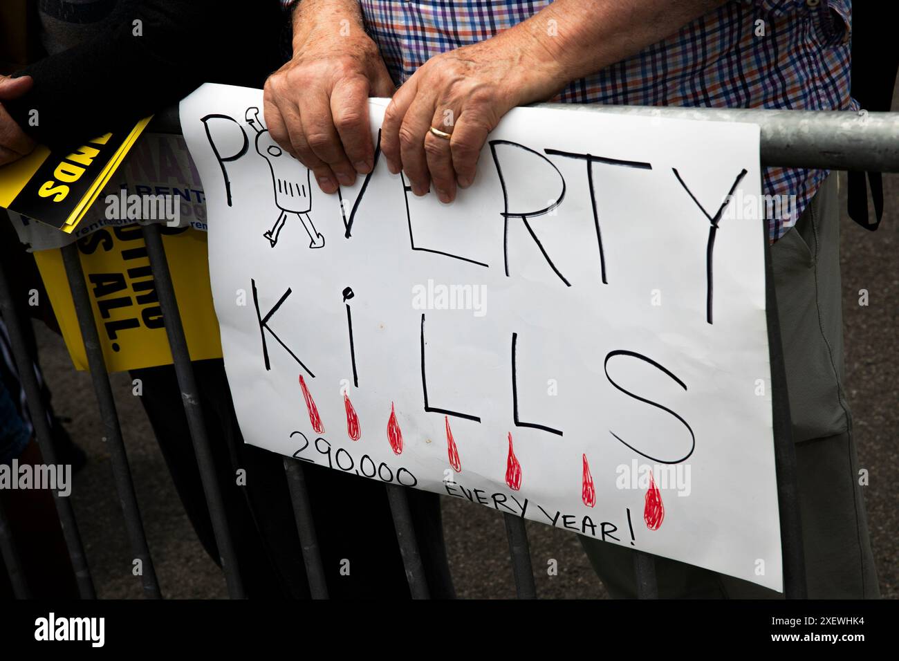 Washington DC, USA. 29th June, 2024. A demonstrator holds a sign with ...