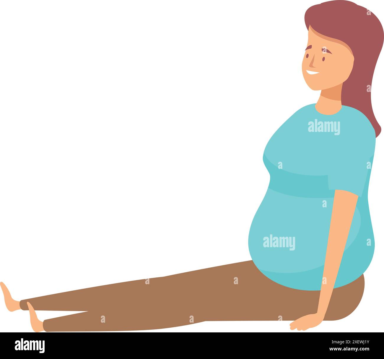 Pregnant woman sitting on floor doing relaxation exercises Stock Vector ...