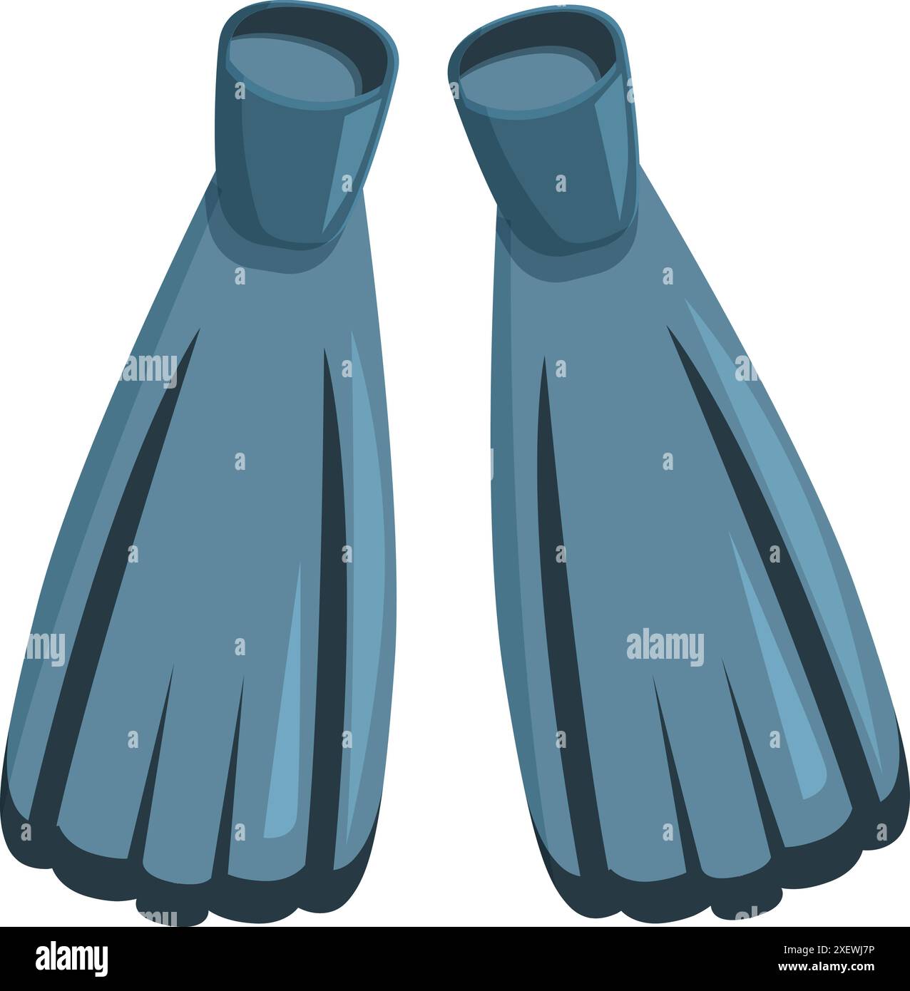 Two blue diving fins lying side by side, ready for an underwater ...