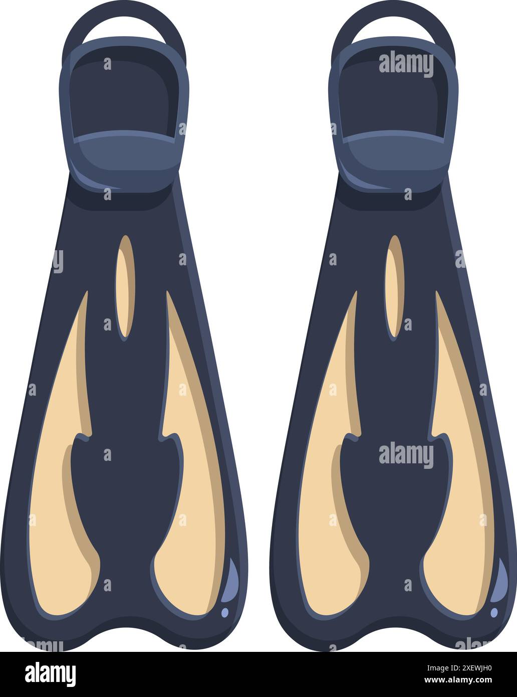 Cartoon style illustration of a pair of diving flippers standing ...