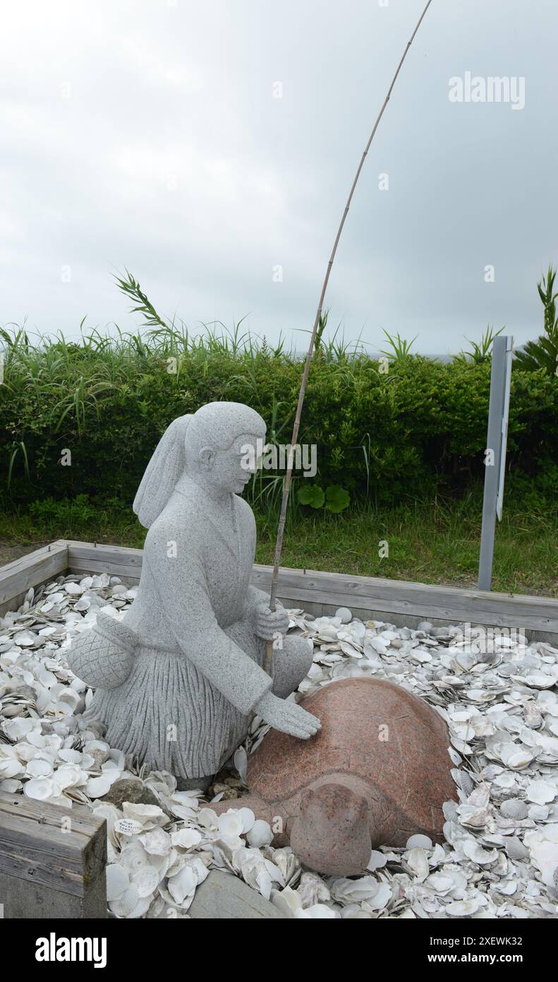 Statue of Taro Urashima at Cape Nagasakibana, Kyushu, Japan Stock Photo ...