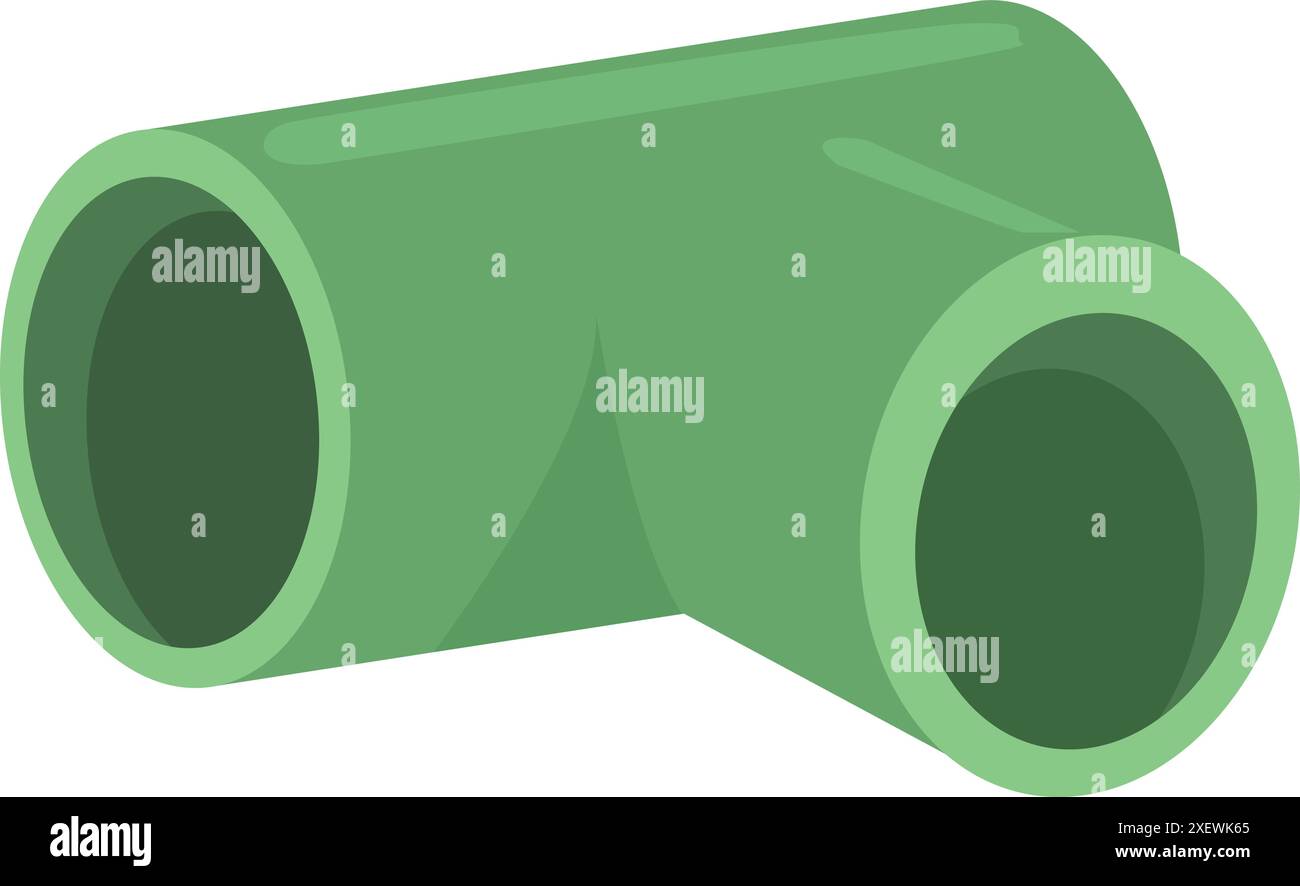 Green pvc plastic pipe fitting is connecting two pipes, plumbing part ...