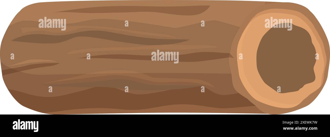 Brown wooden log showing growth rings, isolated on white background ...