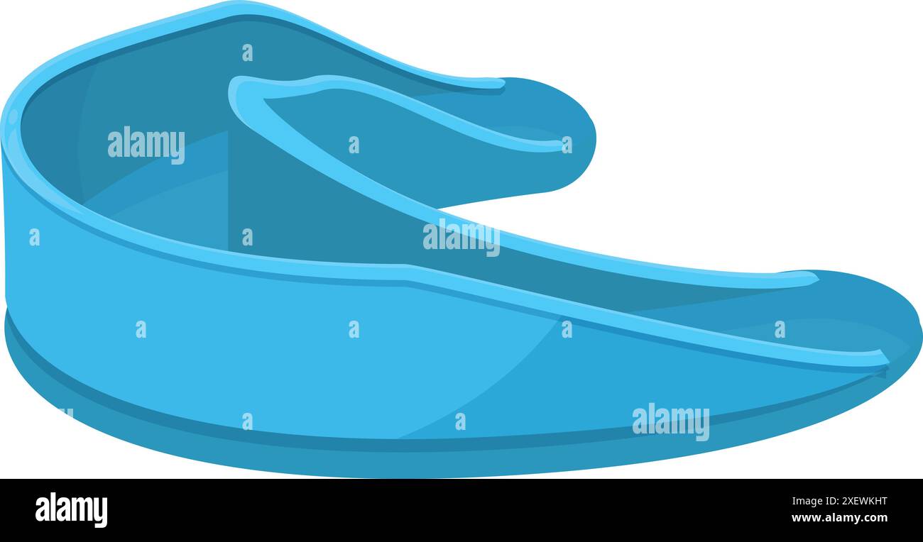Blue mouth guard protecting teeth from injury during sports training or ...