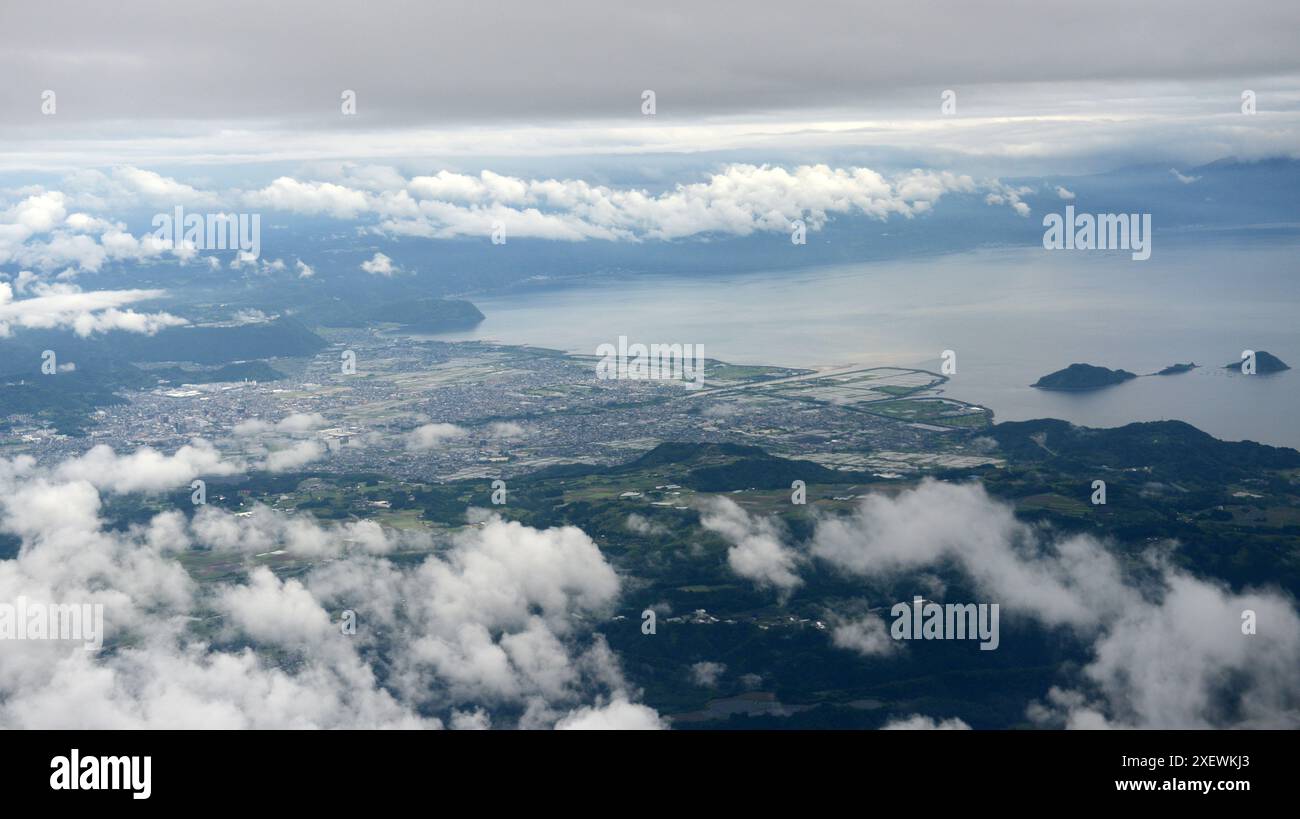 Aerial view of Kirishima and Kagoshima Bay in Kyushu, Japan Stock Photo ...